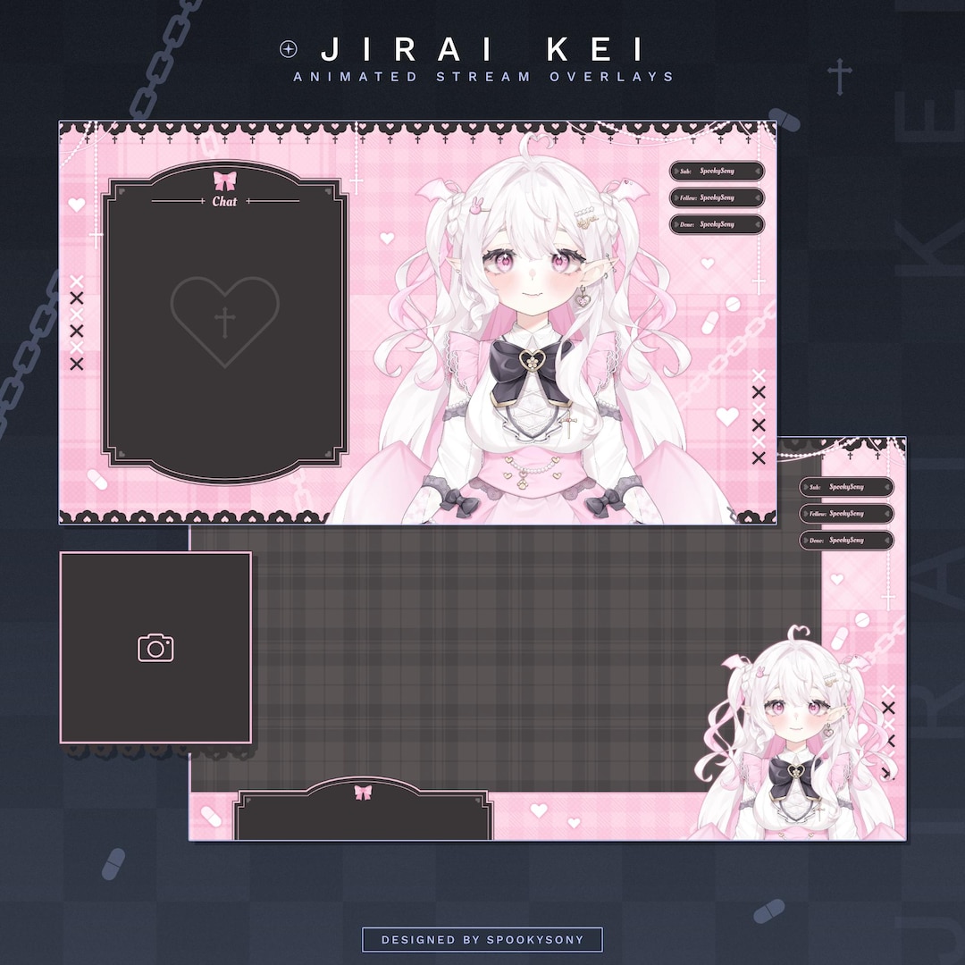 Jirai Kei Animated Stream Overlays | Stream Scene | Cute Dark Overlays ...