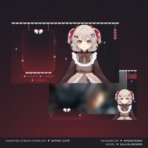 Gothic Cute Animated Stream Package Gaming Chatting Overlays Twitch Panels Animated Alerts Dark ...
