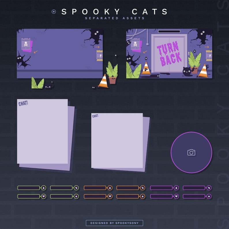 Spooky Cats Animated Stream Overlays | Stream Scene | Spooky Dark ...