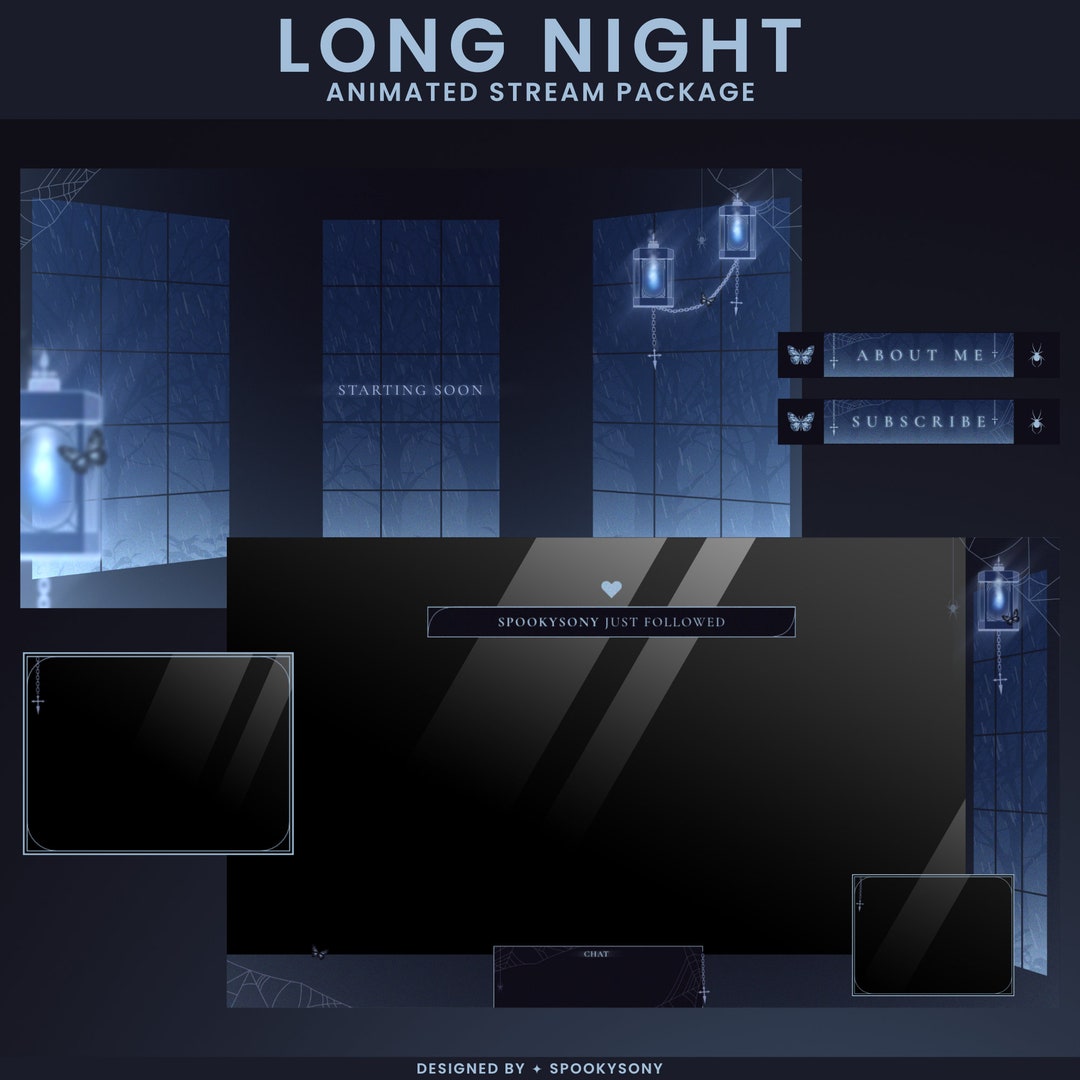 Long Night Animated Stream Package Gaming Chatting Overlays Twitch ...