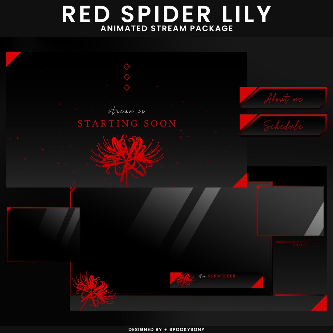 Red Spider Lily Animated Stream Package Gaming Chatting Overlays Twitch ...