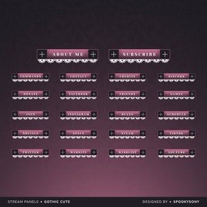 Gothic Cute Animated Stream Package Gaming Chatting Overlays Twitch Panels Animated Alerts Dark ...