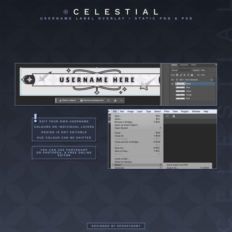 Username Label Overlay | Celestial | Static PNG and PSD | Gaming ...