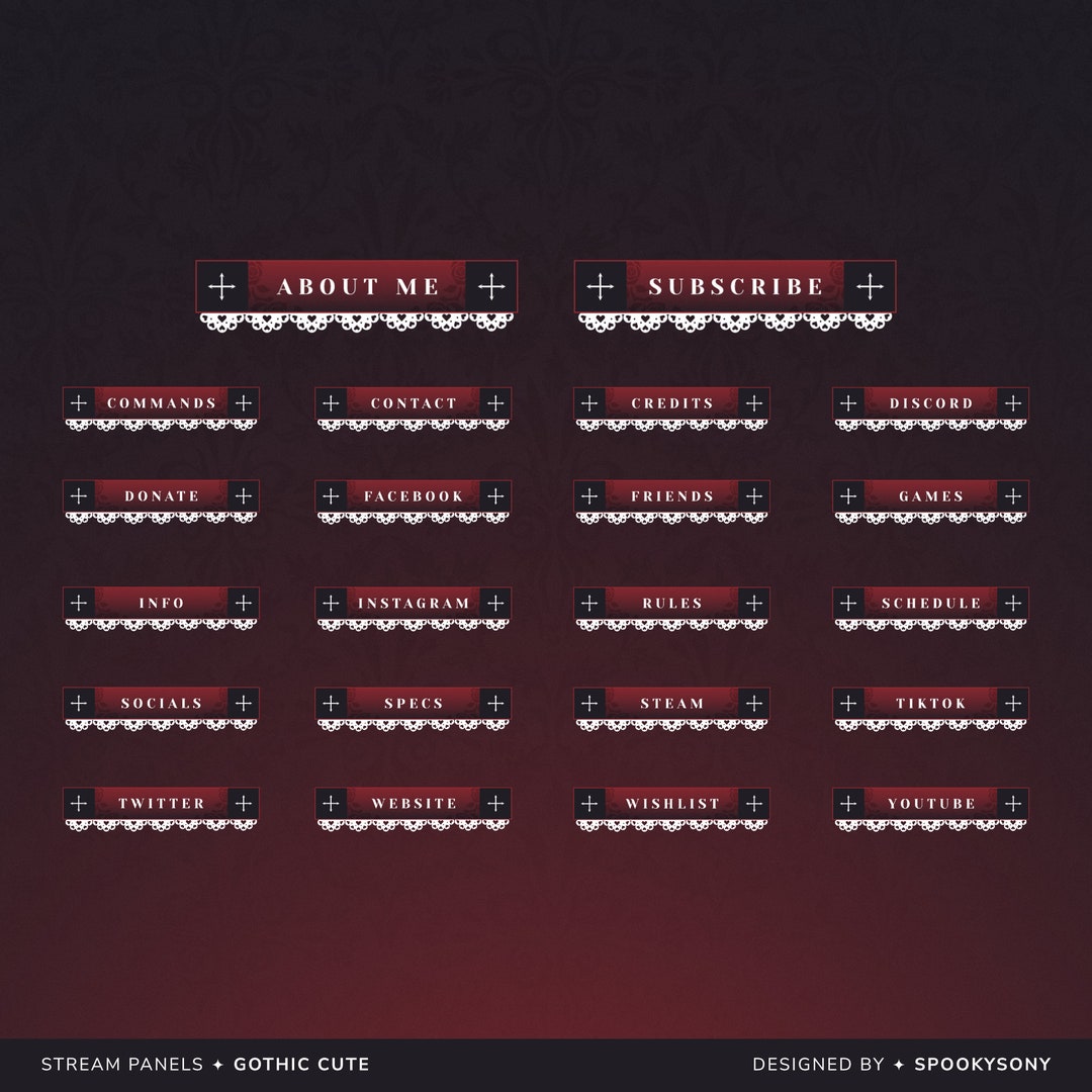 Gothic Cute Panels Twitch Stream Panels Aesthetic Streamer Youtube Dark ...