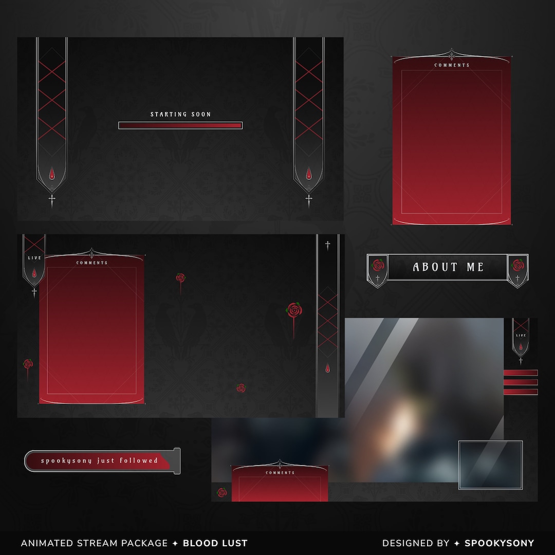 Blood Lust Animated Stream Package Gaming Chatting Overlays Twitch Panels Animated Alerts Gothic ...