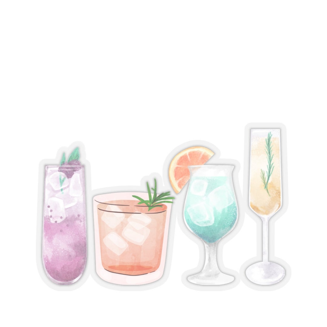 Cocktail Sticker, Watercolor Sticker - Etsy