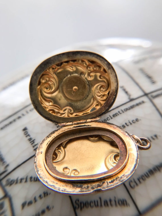 Antique Gold Filled Clear Paste Stone Photo Oval Flor… - Gem