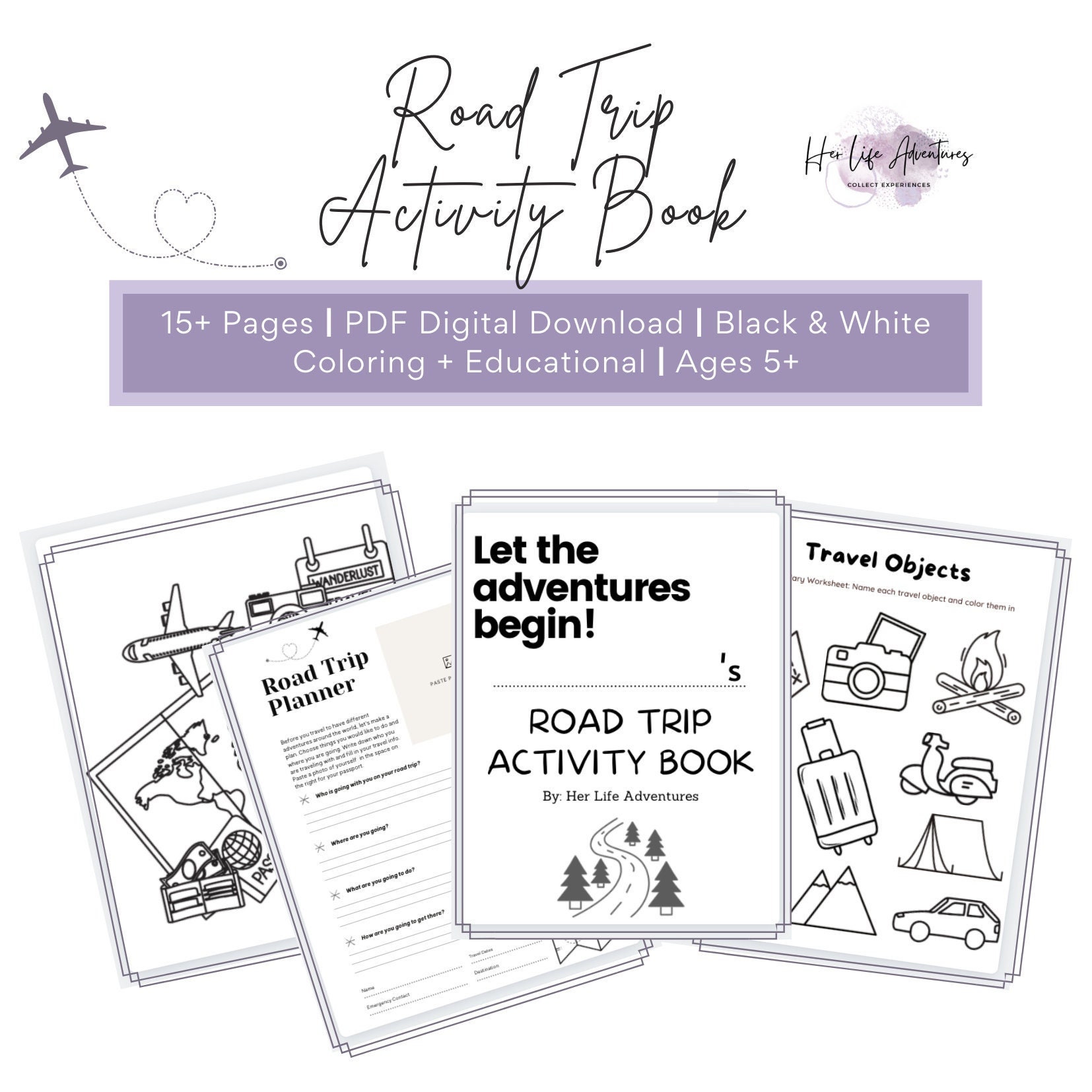 Printable Road Trip Activity Book - Children Travel - Etsy