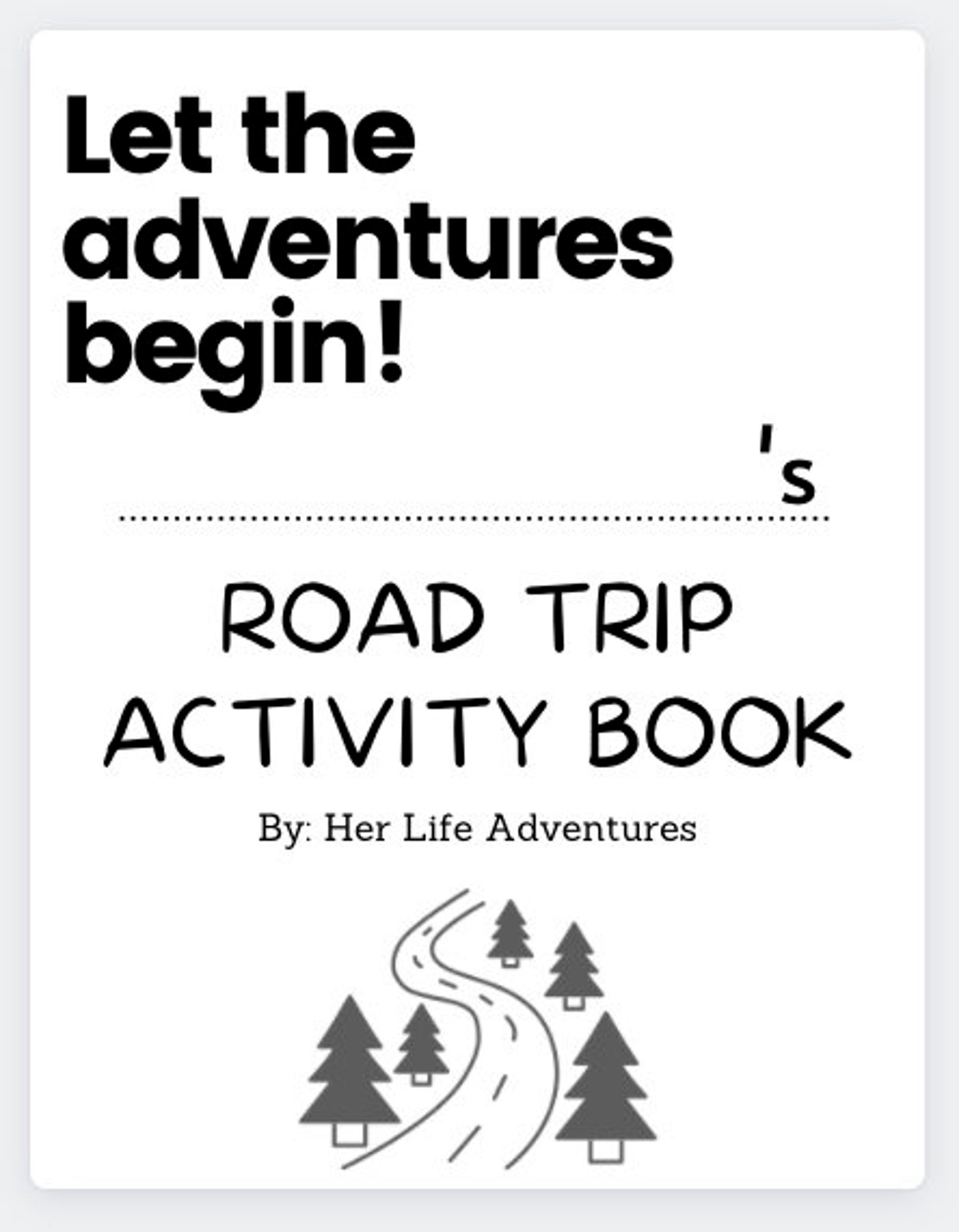 Printable Road Trip Activity Book - Children Travel - Etsy