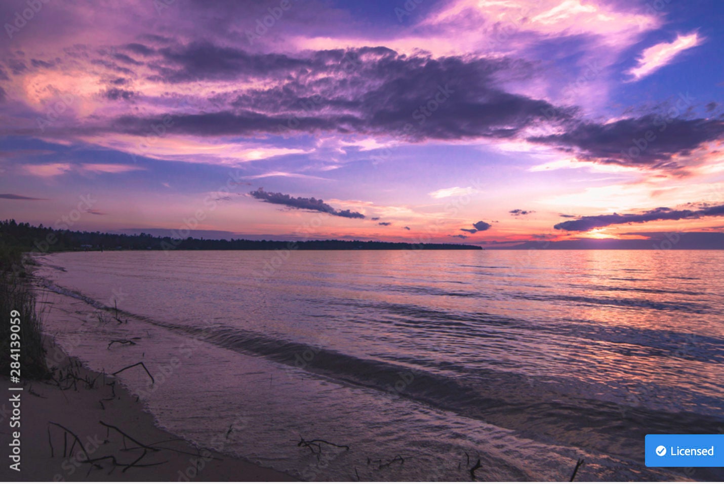 Purple Pink Sunset on Lake Stock Photo - Etsy