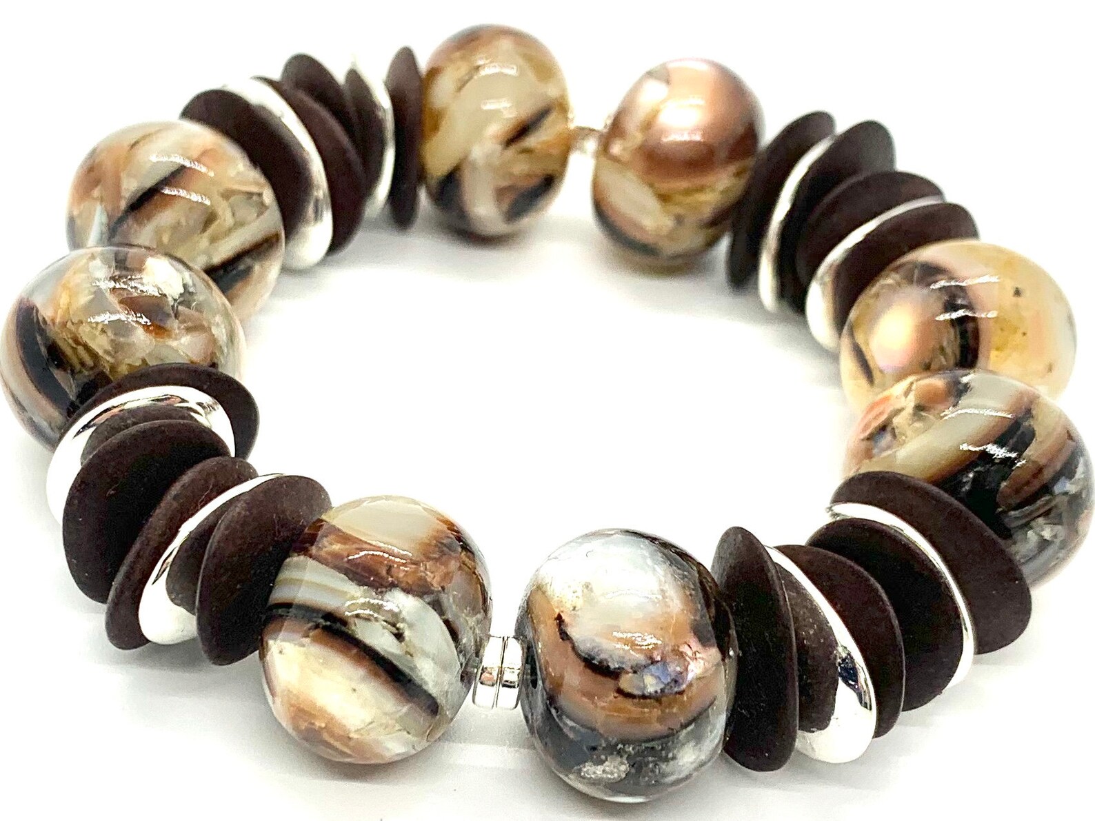 Troca Shell From Pacific Ocean With Ceramic Beads Bracelet - Etsy