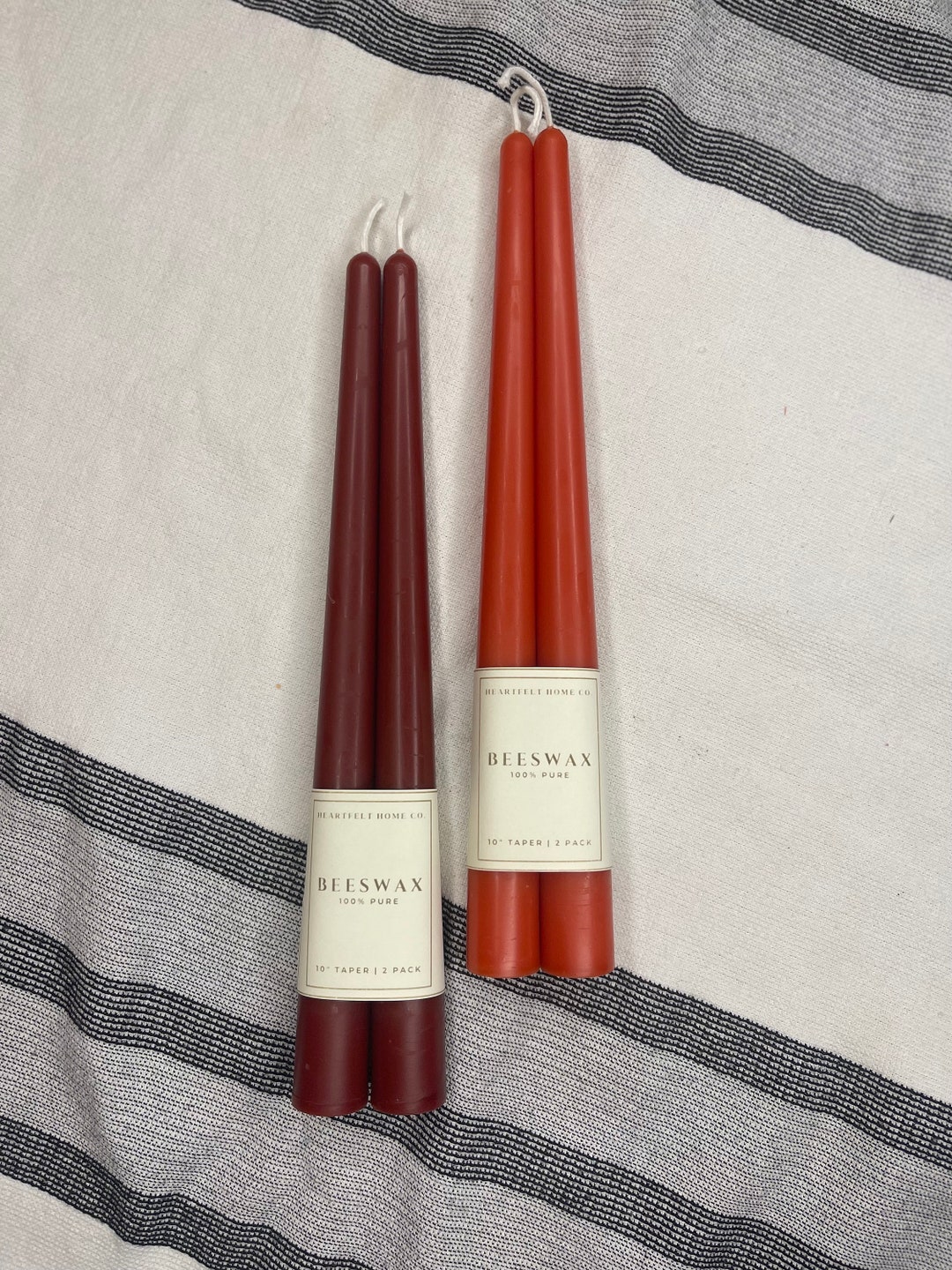 100% Beeswax Taper Candles Red Tapers Valentines Candles Clean Burning ...