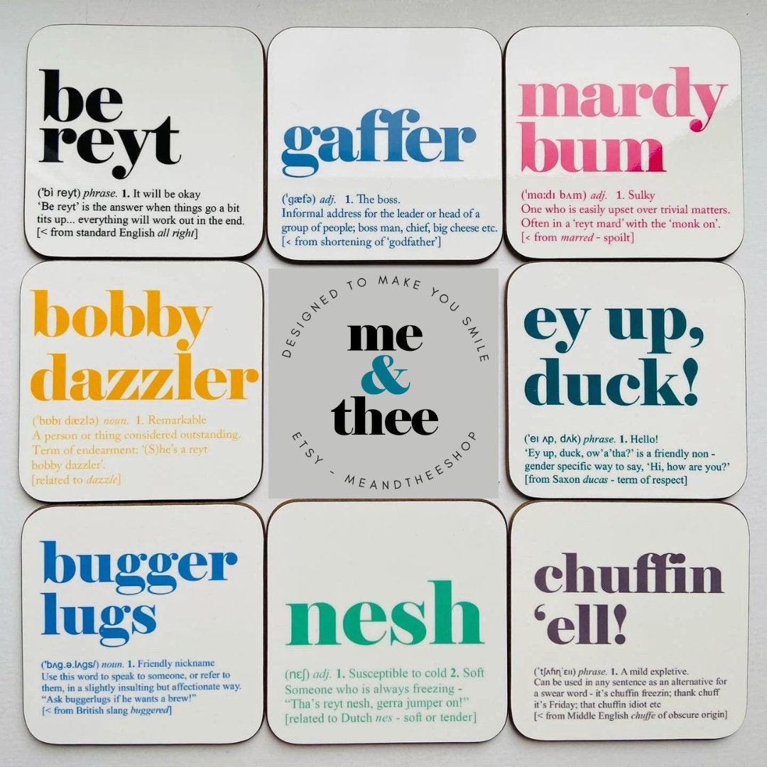 Yorkshire Sayings Coasters: Funny Northern Dictionary Definitions - Etsy UK