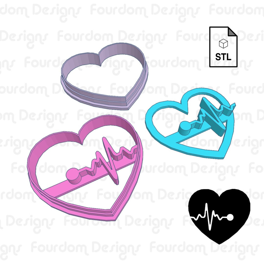 Heart EKG Cookie Cutter STL File: 3D Printer Model (digital Download ...