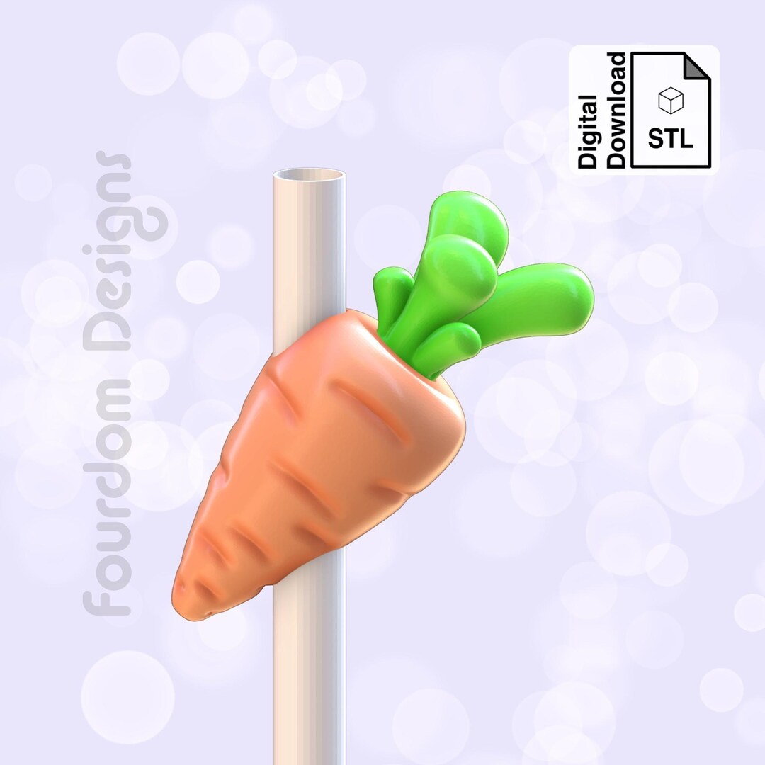 Carrot Straw Topper STL File for 3D Printing - Digital Download - Etsy