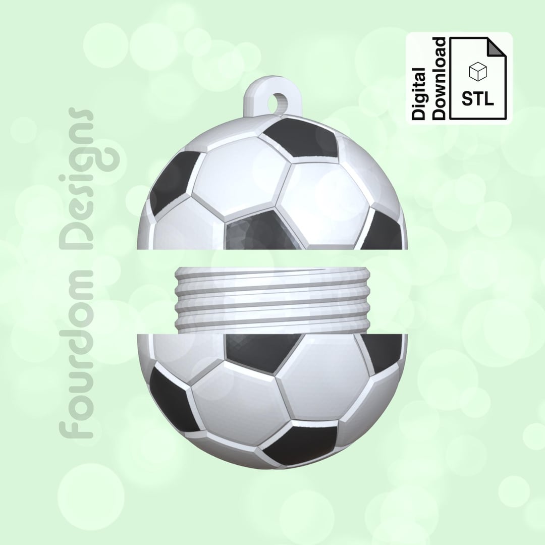 3D Printing Soccer Ball Pill Box STL File: Removable Screw Top (digital ...