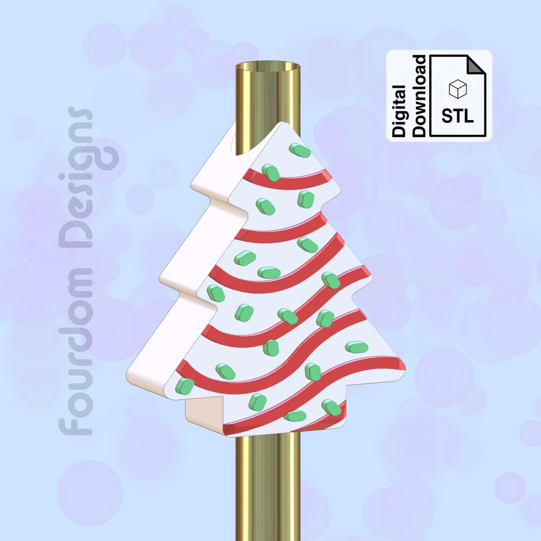 Christmas Cake Straw Topper STL File for 3D Printing 3MF File - Digital ...