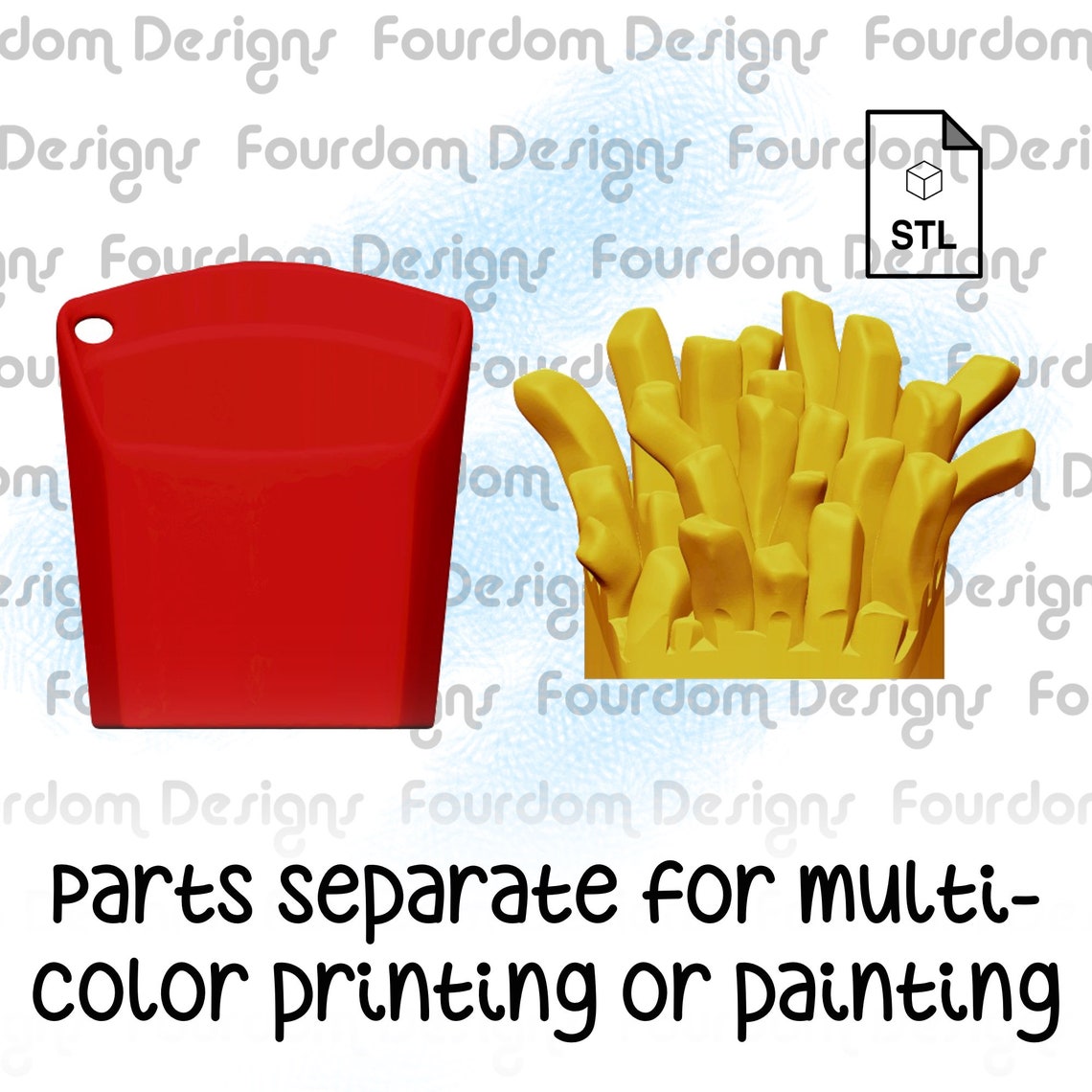 Fries Keychain STL File for 3D Printing Digital Download - Etsy