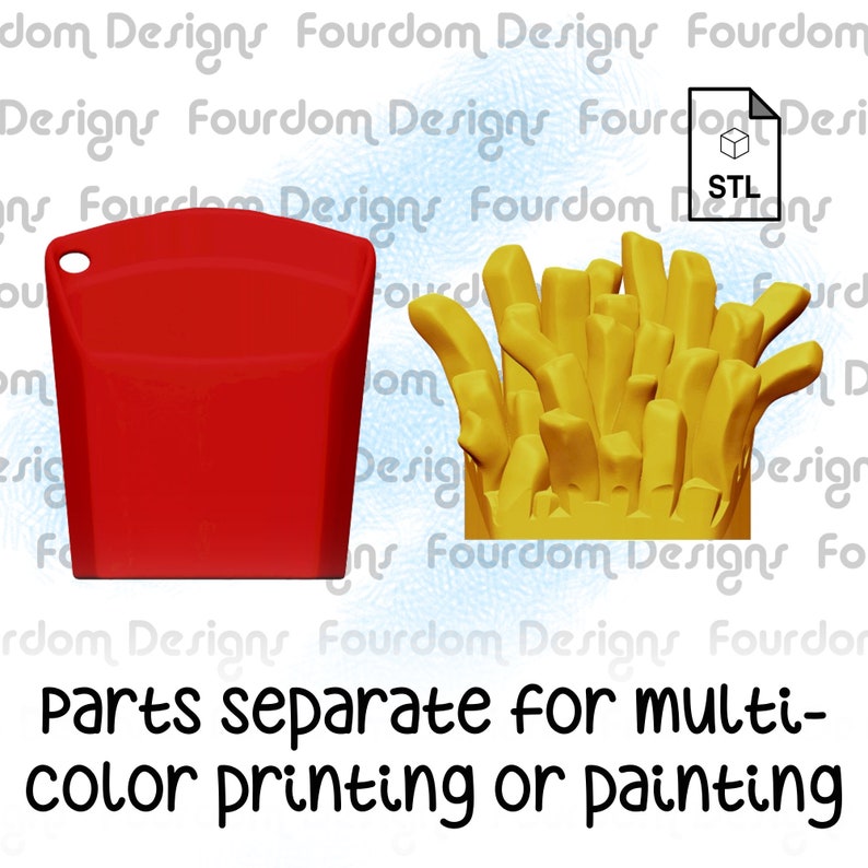 Fries Keychain STL File for 3D Printing Digital Download - Etsy