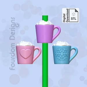 Hot Chocolate Straw Topper STL File for 3D Printing - Digital Download ...