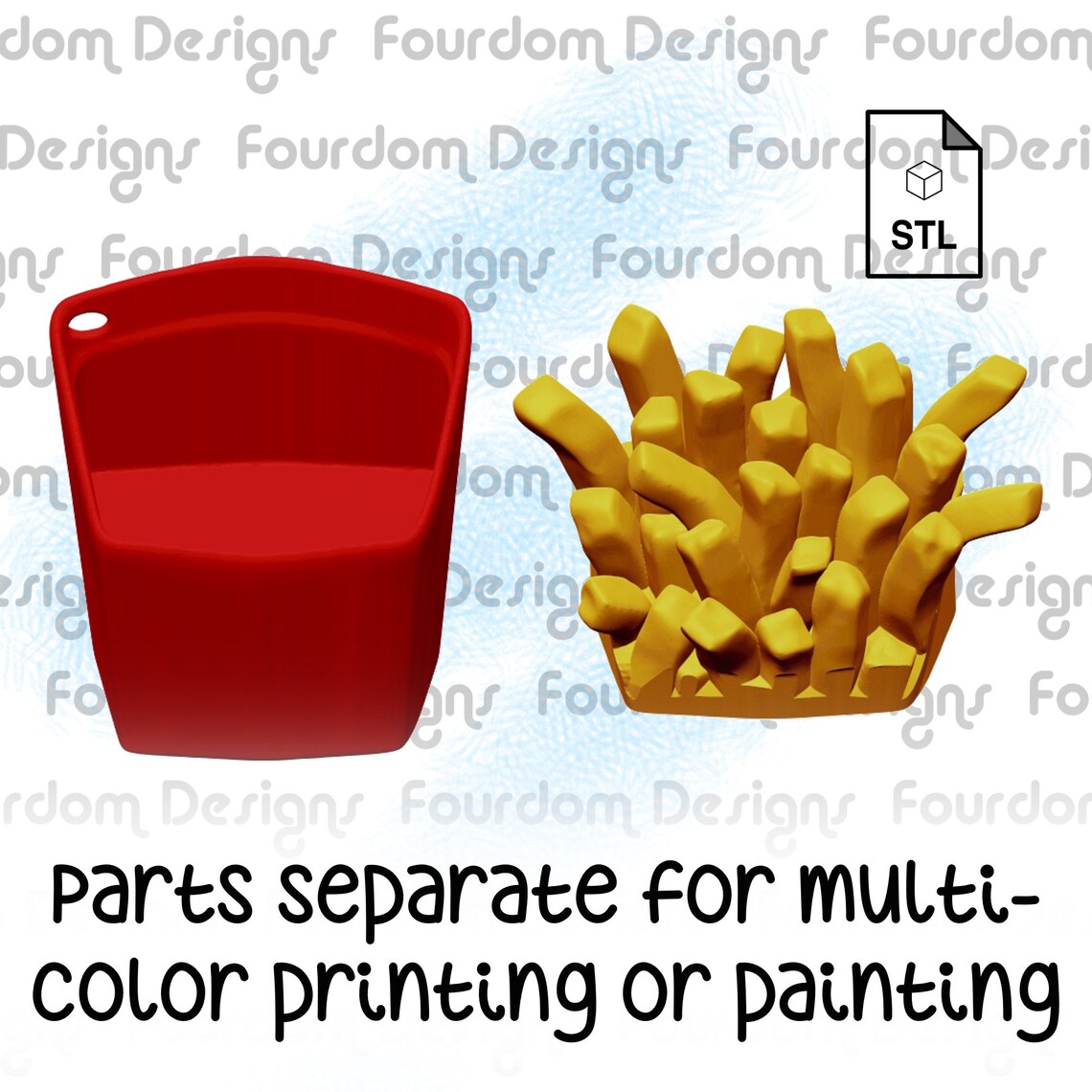 Fries Keychain STL File for 3D Printing Digital Download - Etsy