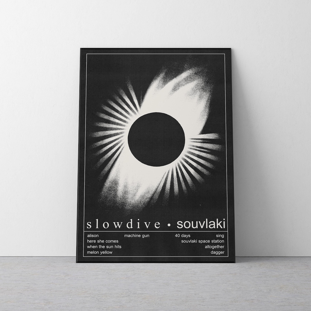 Slowdive Souvlaki Solar Eclipse Poster | 90s Shoegaze Music Black and ...