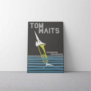 Tom Waits - Swordfish Trombones Poster | Vintage Mid-century Wall Art ...