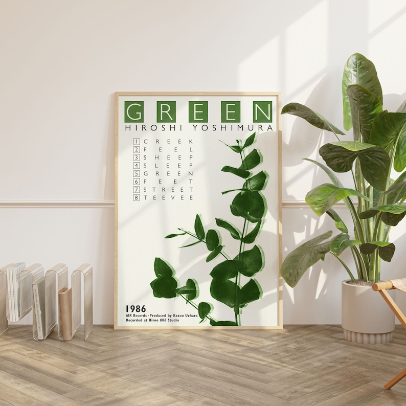 Hiroshi Yoshimura - Green Album Poster | Japanese Ambient Music Print ...