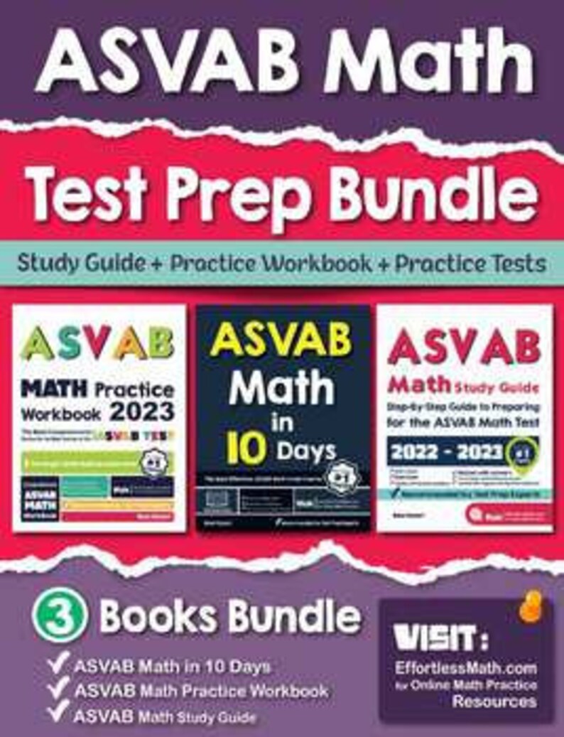 ASVAB Math Test Prep Bundle: Study Guide + Practice Workbook + Practice ...