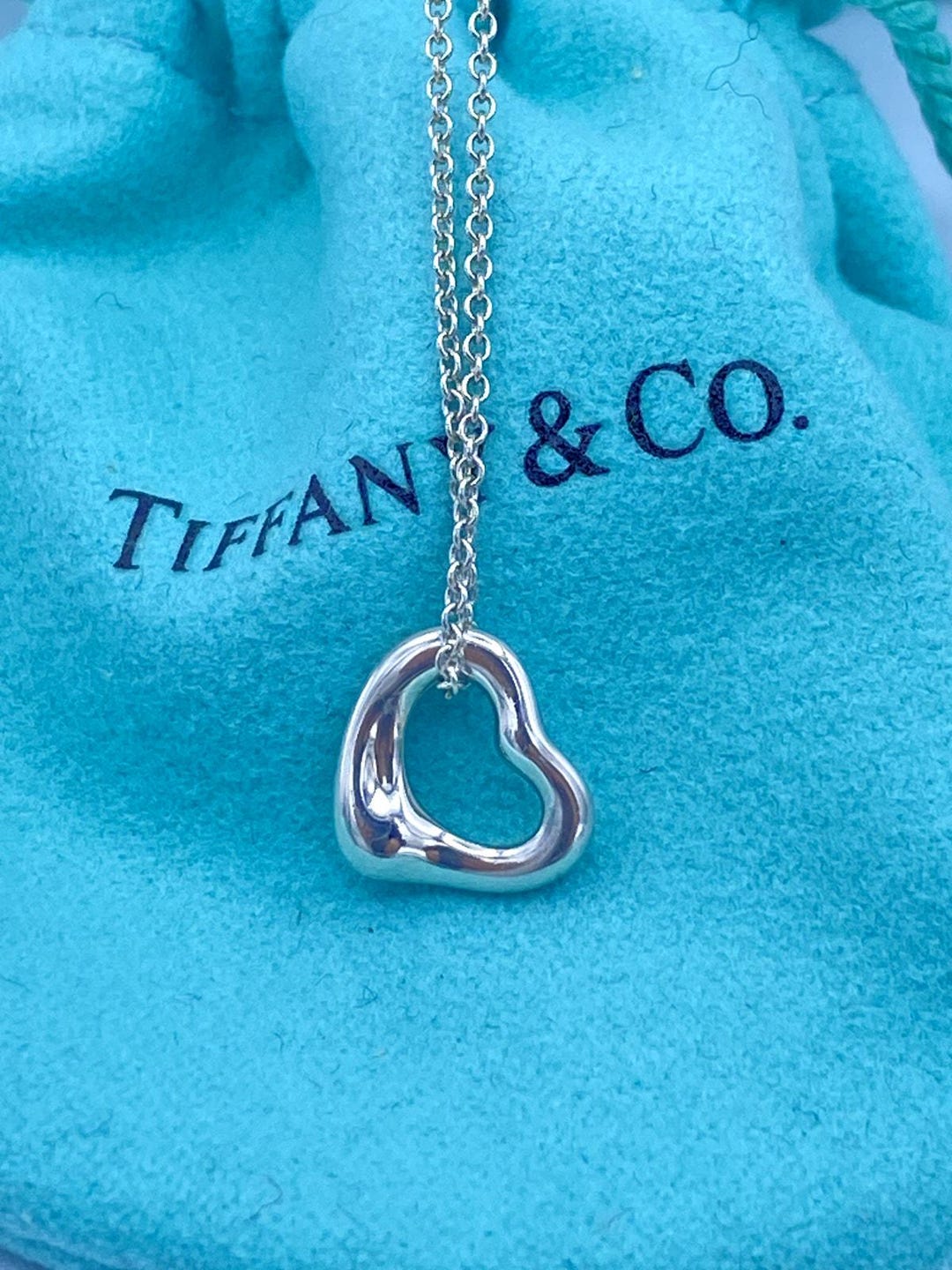 Tiffany & Co Elsa Peretti Small Open Heart Pendant Necklace 16 - Etsy