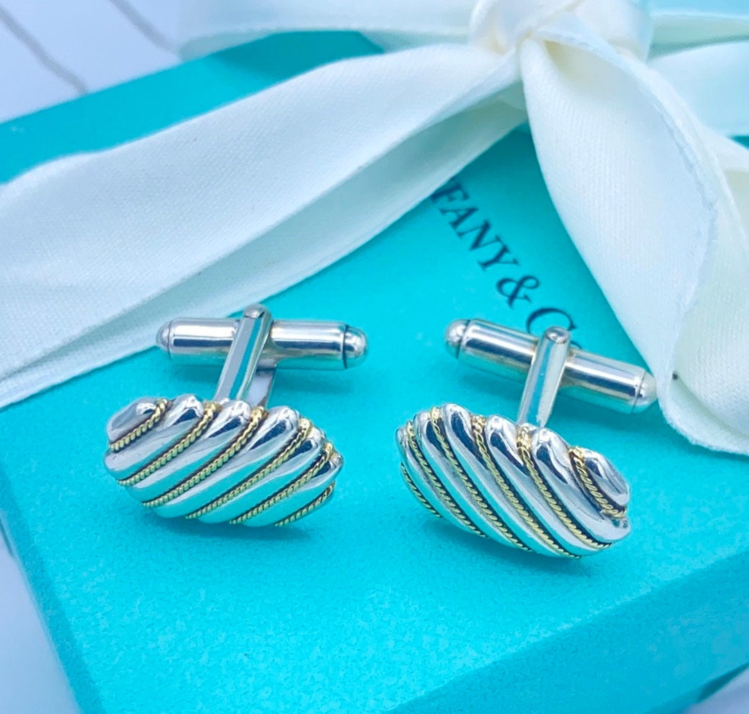 Tiffany & Co Sliver/ 18K Gold Clifflinks - Etsy