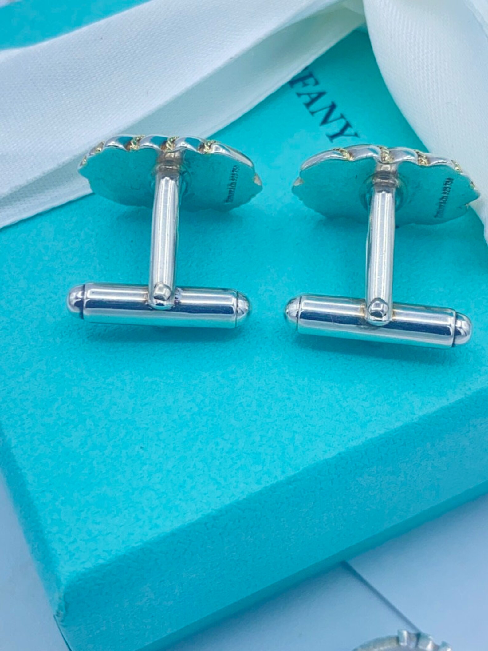 Tiffany & Co Sliver/ 18K Gold Clifflinks - Etsy