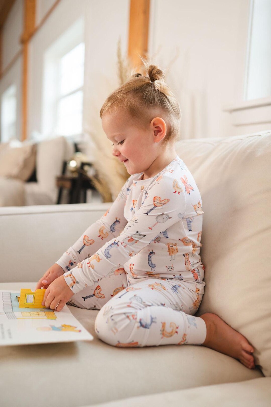 Bamboo Toddler Pajamas, Monster Alphabet, Long Sleeve Set, Bamboo ...