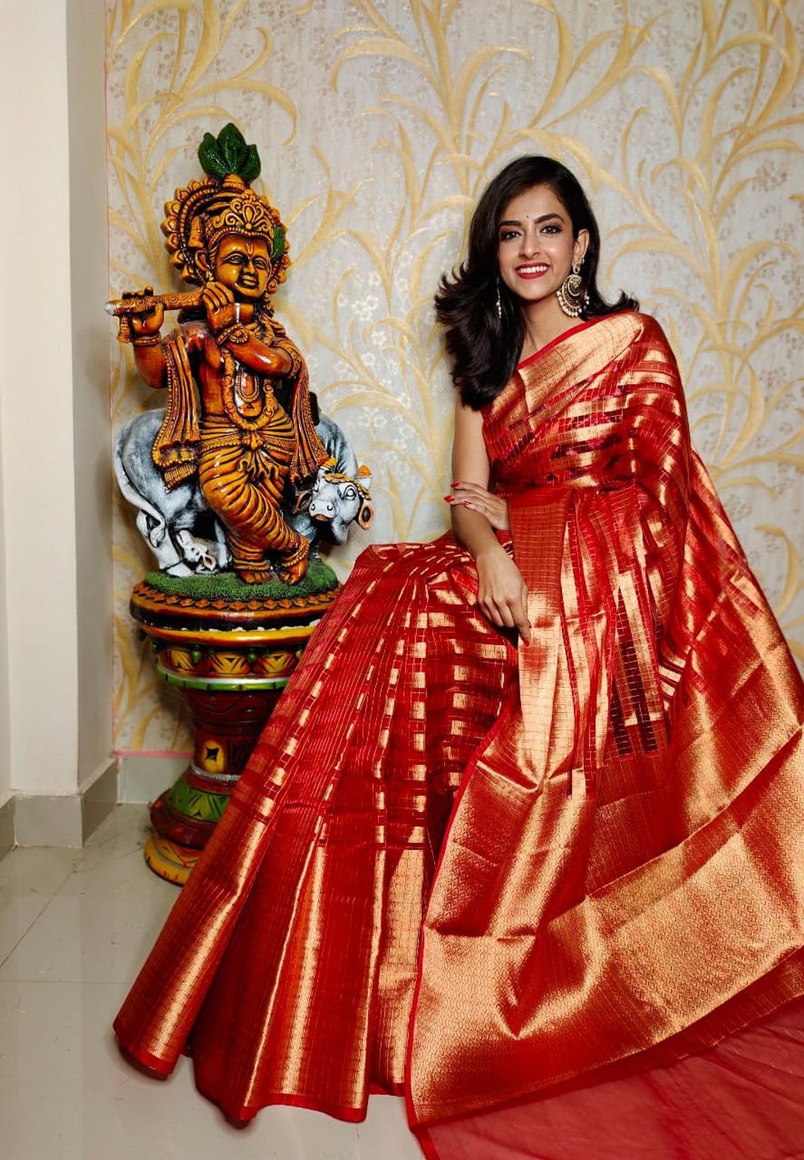 Tissue Organza Saree Banarasi Silk Saree With Big Kanchi | Etsy
