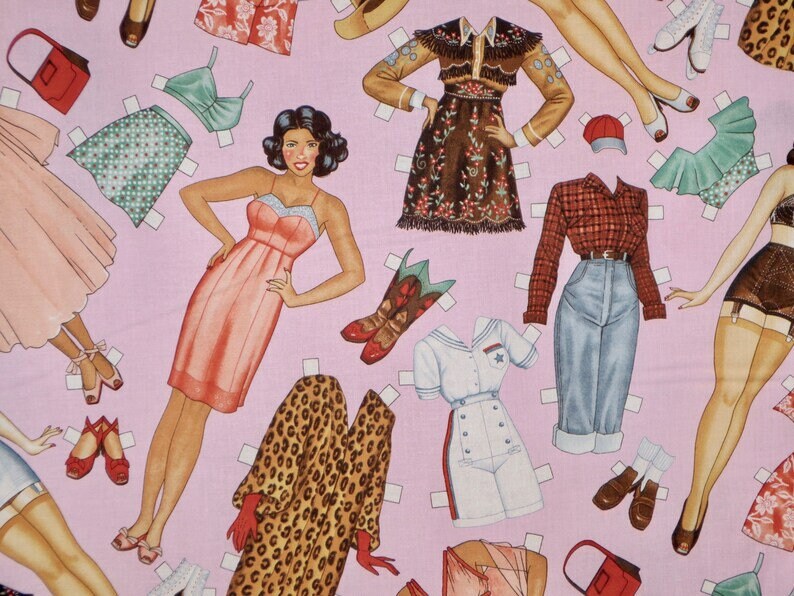 PAPER PIN-UPS ~ Alexander Henry~ Pin-up Girls ~ Pink ~ Cotton Fabric ...