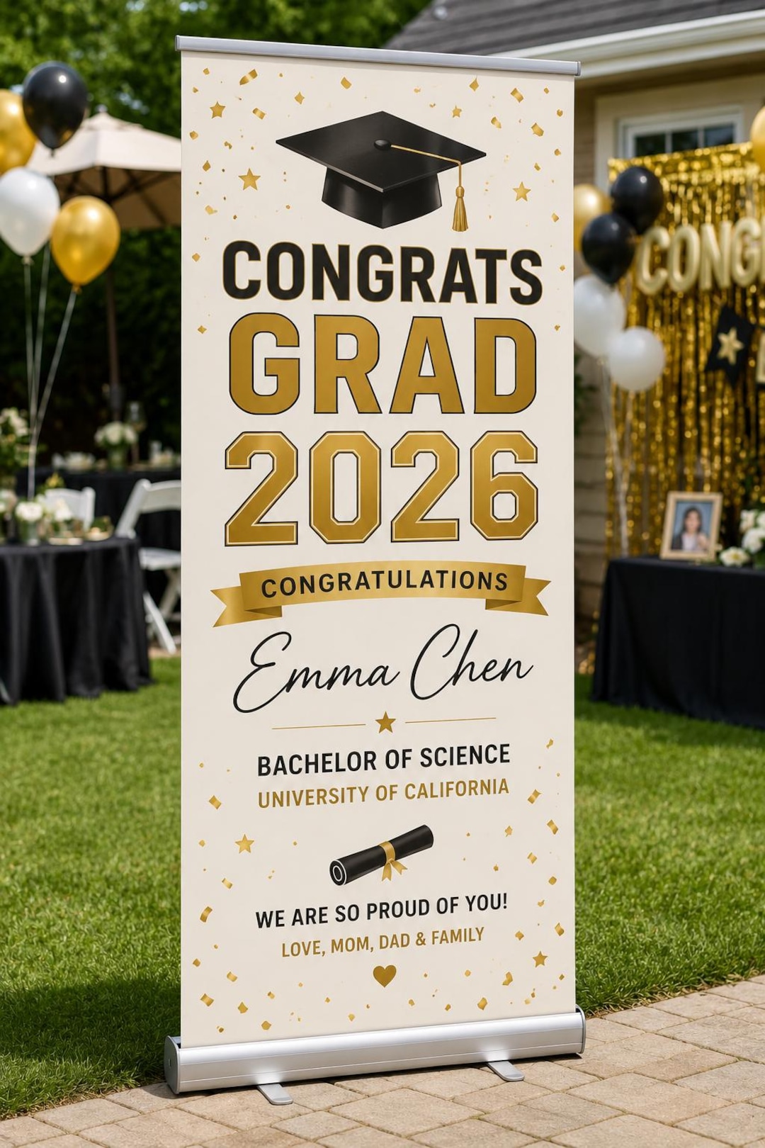 Graduation Retractable Stand | Custom Grad Roll up Banner | Graduation ...