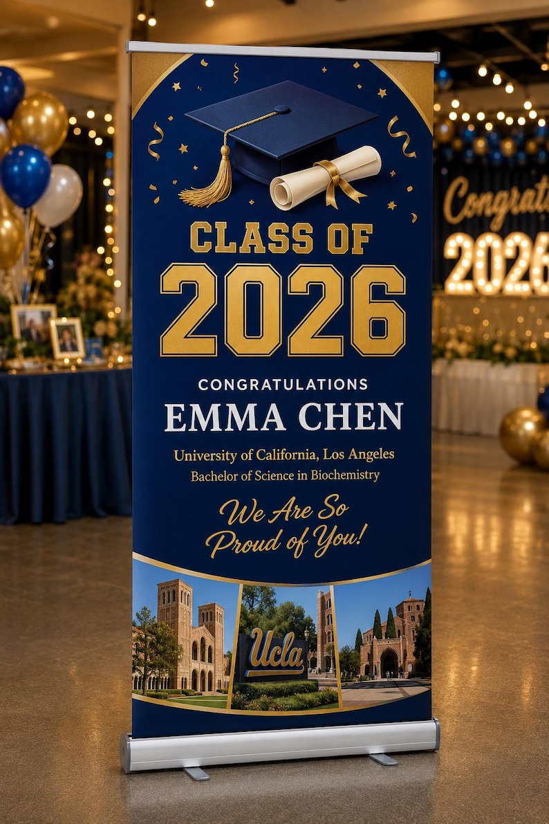 Graduation Retractable Stand | Custom Grad Roll up Banner | Graduation ...