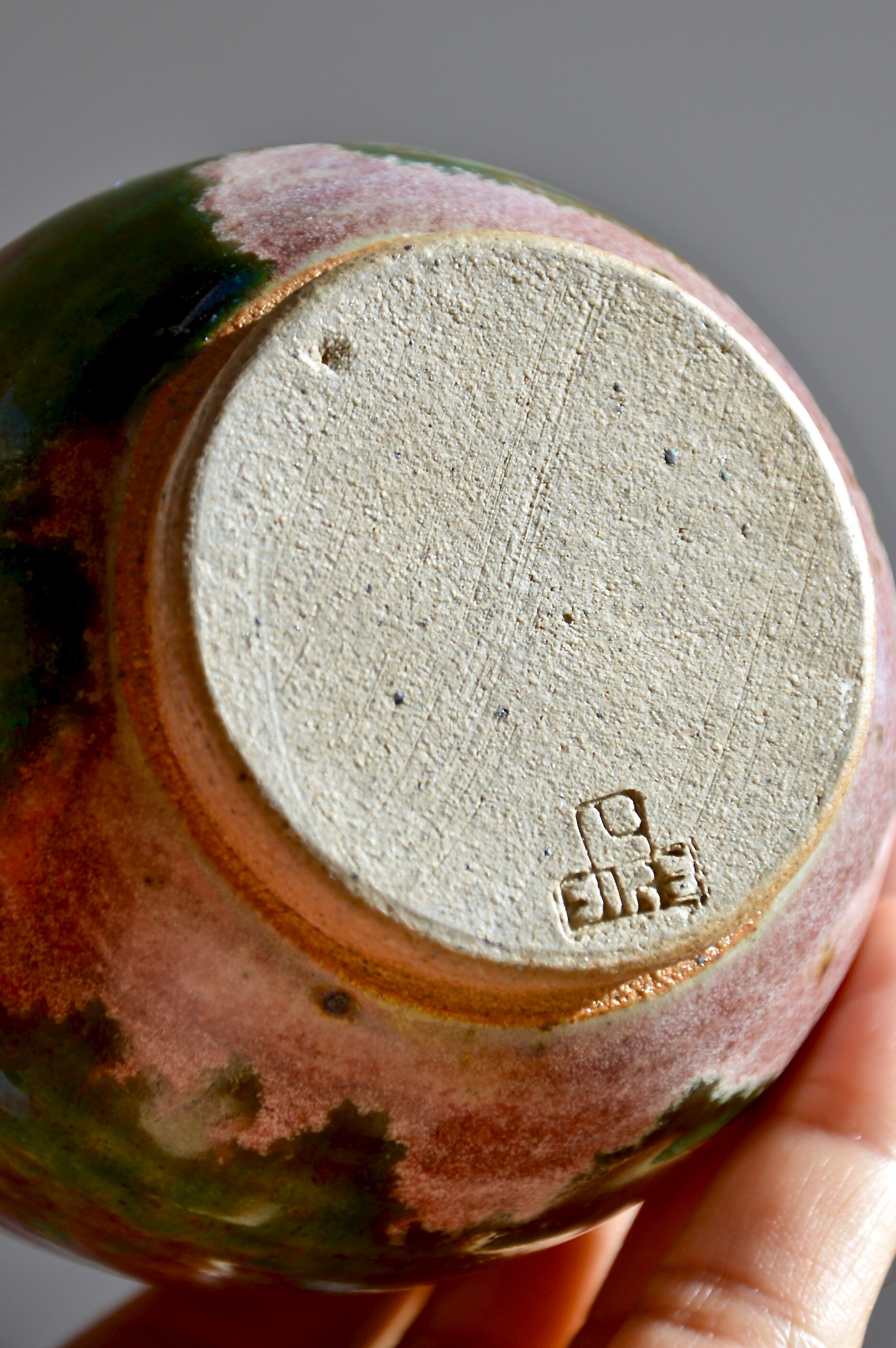 1970s Small, Signed Magenta & Green Glazed 'weed Pot' Vase. Attributed ...