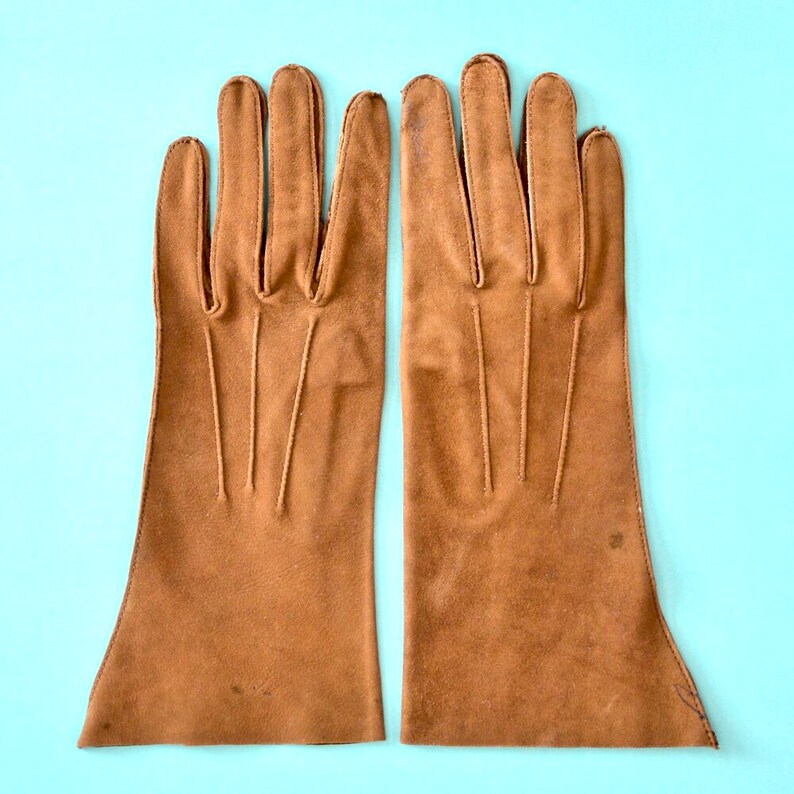 1940s Brown Suede Gauntlet Gloves. Japan. Small. - Etsy