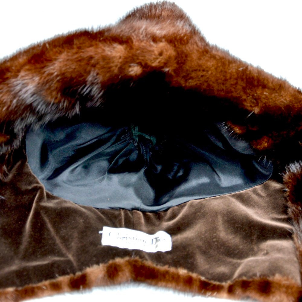 1960s Christian Dior Chocolate Brown Fur Bonnet. Made in England. Lux ...