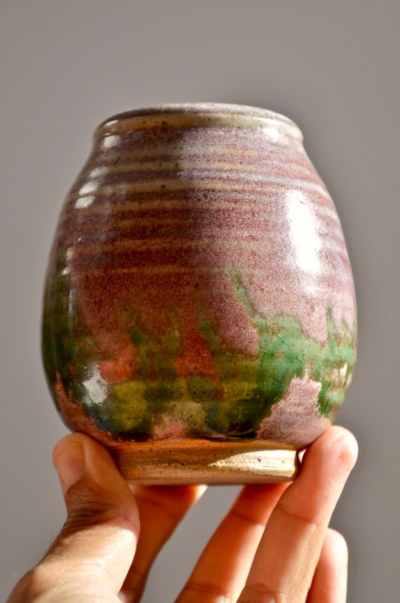 1970s Small Signed Magenta & Green Glazed 'weed Pot' | Etsy