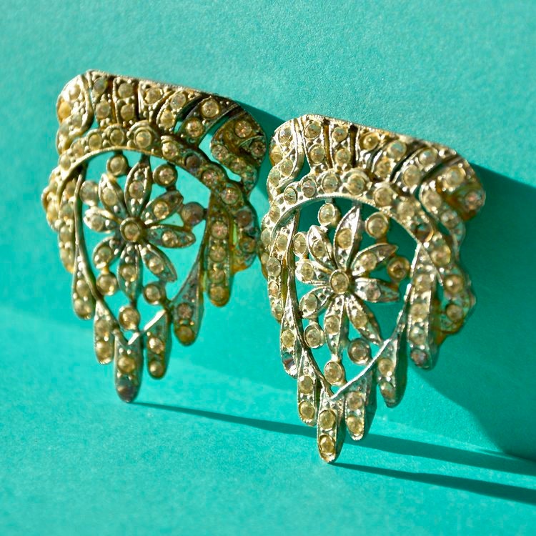 1920s/1930s Deco Rhinestone Daisy Shoe Clips - Etsy