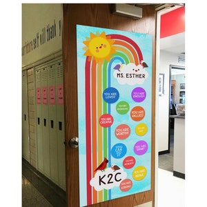 Classroom Door Decoration: Rainbow Positive Affirmations Door Sign ...