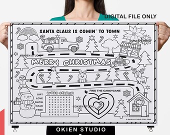 Printable Christmas Coloring Placemat/ Activity Sheet for Kids/ Digital ...