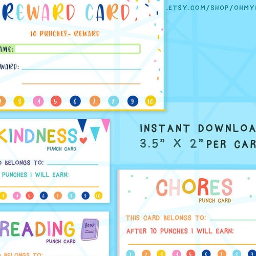 Colorful Reward Punch Card Punch Card Reward System Coupon - Etsy