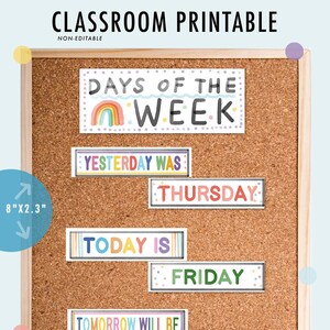 Pastel Days of the Week Printable: Neutral Colorful Classroom Decor for ...