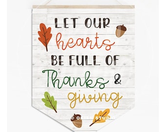 Happy Thanksgiving Banner Printable, November Wall Art, Fall Printable ...