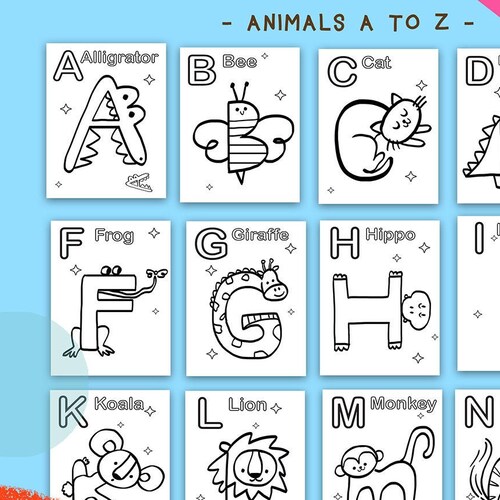 ABC Alphabet Coloring Pages Preschool Activity Kindergarten - Etsy