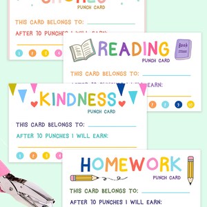 Colorful Reward Punch Card, Punch Card Reward System, Coupon for ...