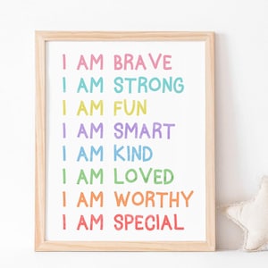 Printable,i Am Strong Poster, Soft Pastel Color, Positive Affirmation ...